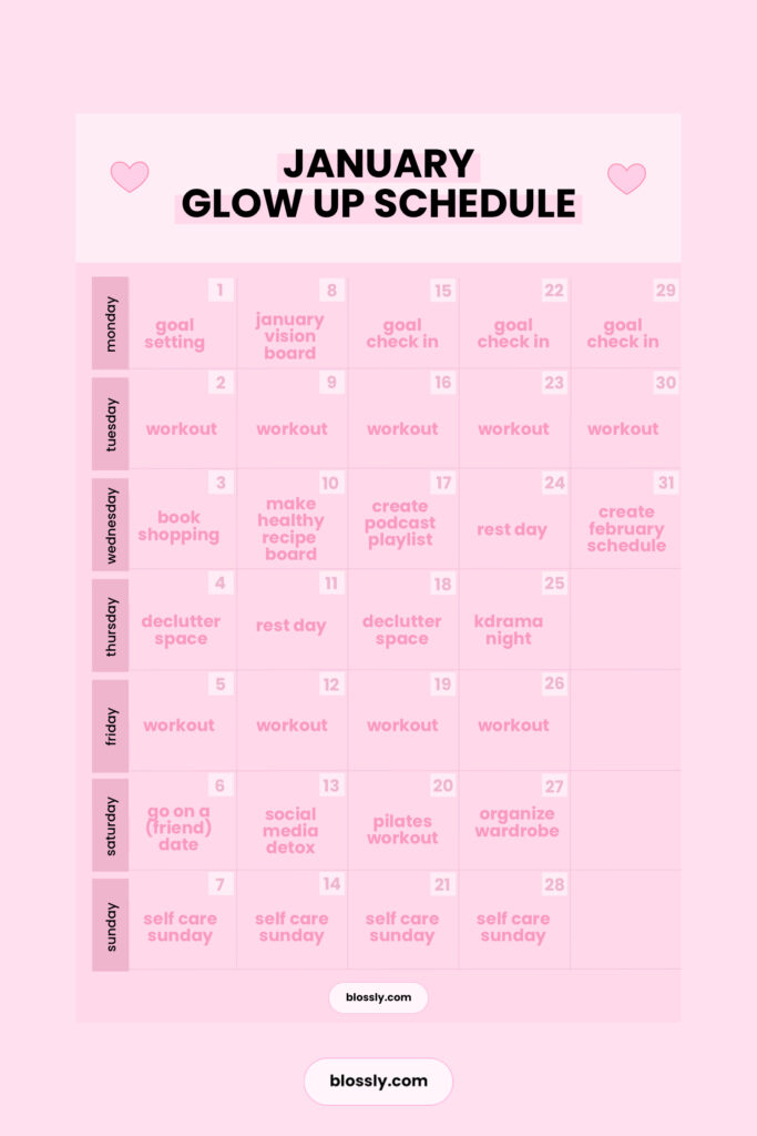 Your January Schedule for Your 2024 Glow Up | The 30 Day Blossom ...