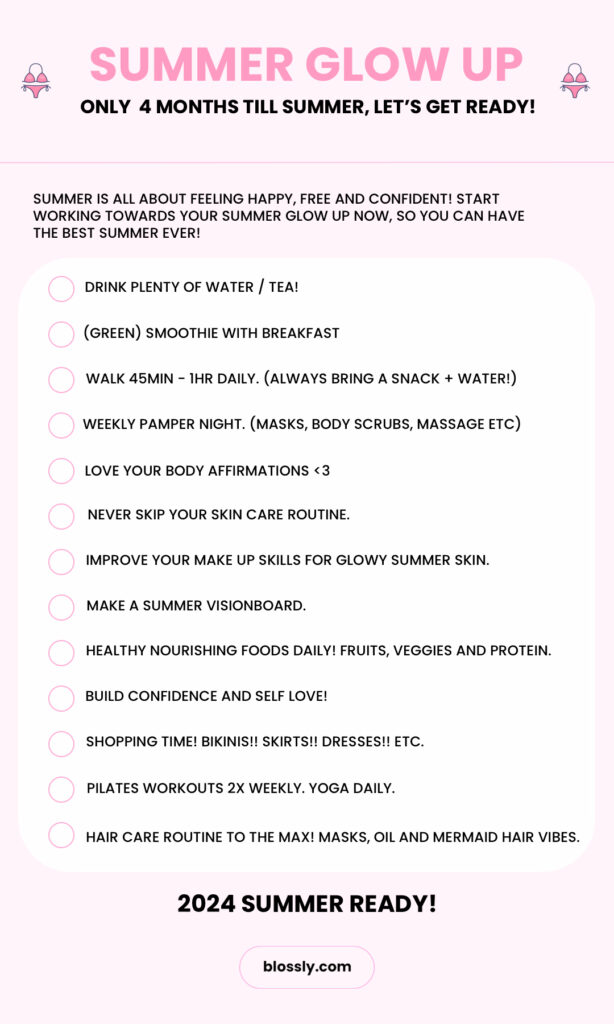 How to Have a 2024 Summer Glow Up | Your daily glow up schedule. – Blossly